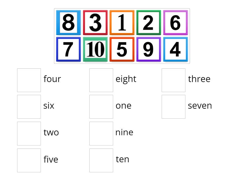 Numbers from 1 to 10 - Match up