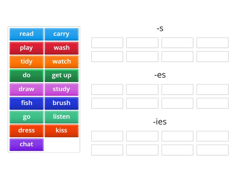 A2-Un1-Present Simple Endings - Group sort