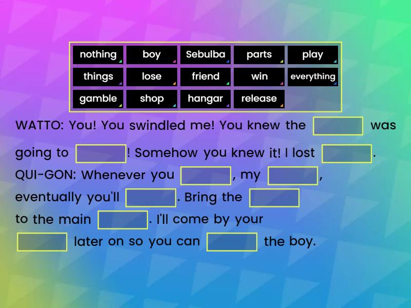 A FAIR BET - Complete the sentence