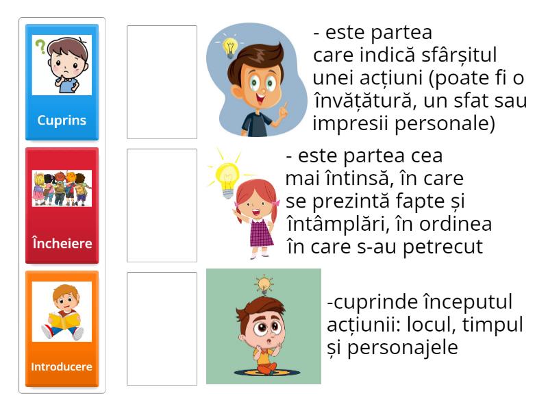 Părțile componente ale unei compuneri - Match up