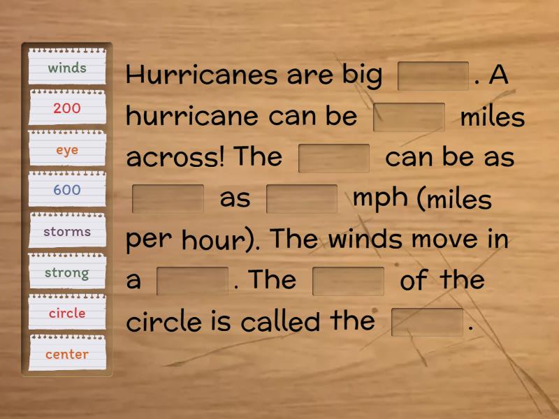 F1 U09 L06 | Reading 1: Facts about Hurricanes - Complete the sentence