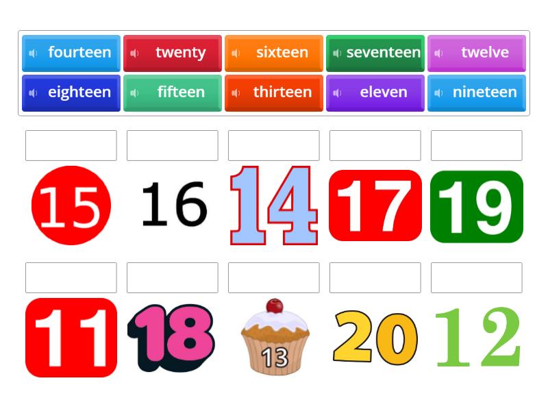 reading numbers 11-20 - Match up
