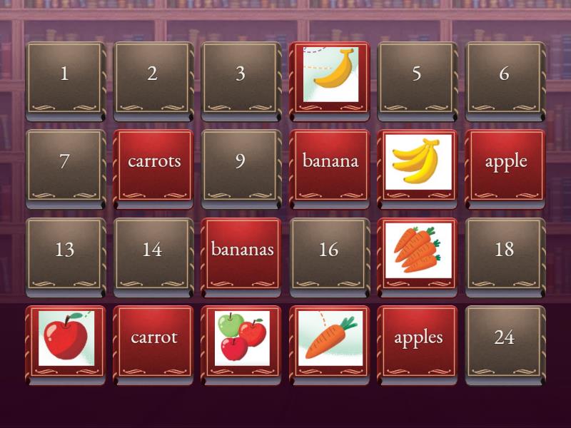 Fruits-singular and plural - Matching pairs