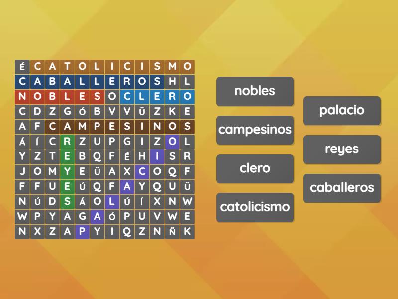 EDAD MEDIA 6° - Sopa de letras