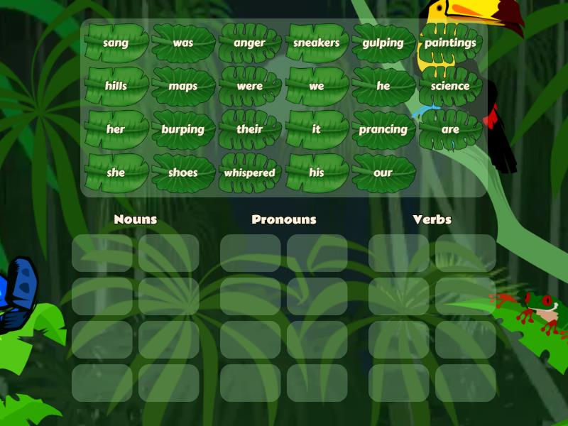 Nouns, Pronouns, Verbs - Sort - Group sort