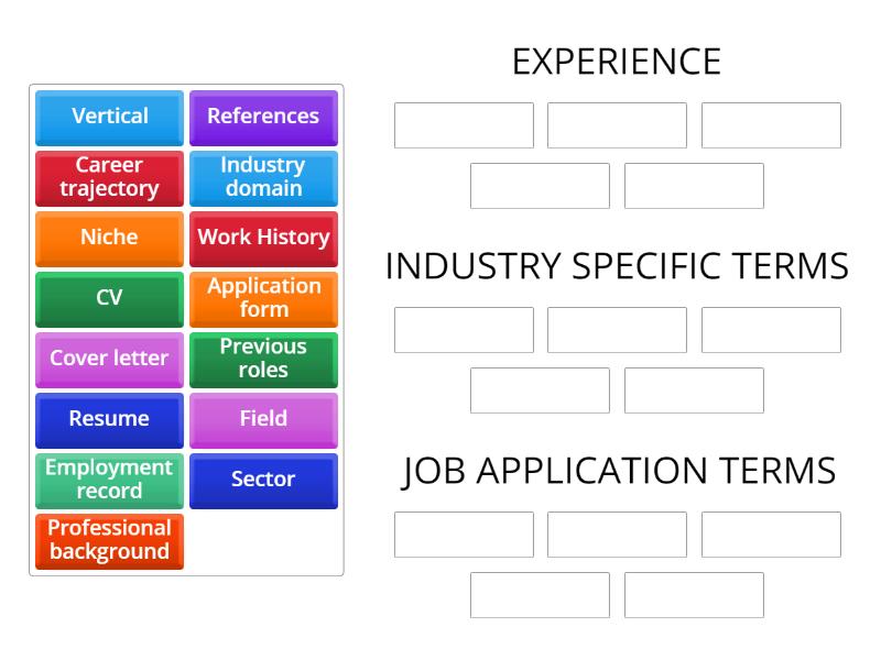 Job description vocab 3 - Group sort