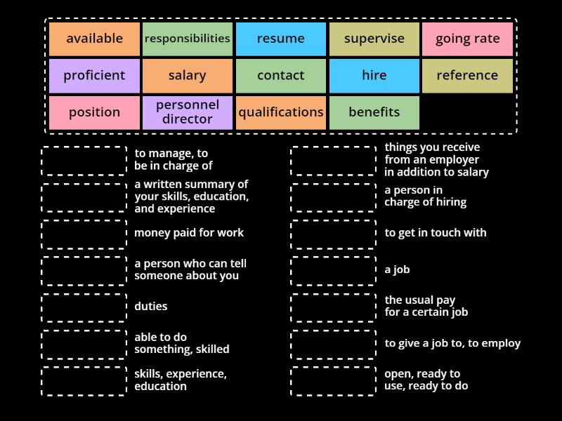 Interviewing for a job - Match up