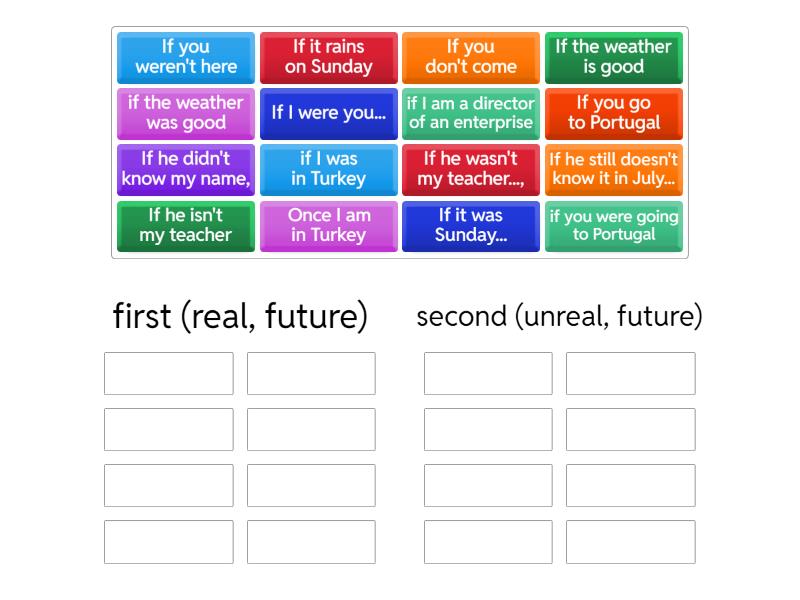First and Second Conditionals - group - Group sort
