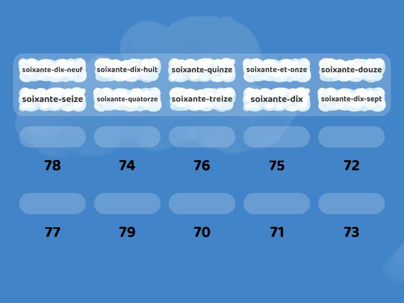 Numbers 70-79 - Match up