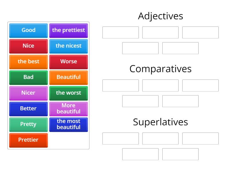 Adjectives, Comparatives, Superlatives - Group sort
