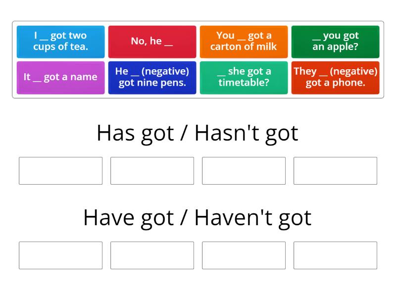 Has got / Have got - Group sort