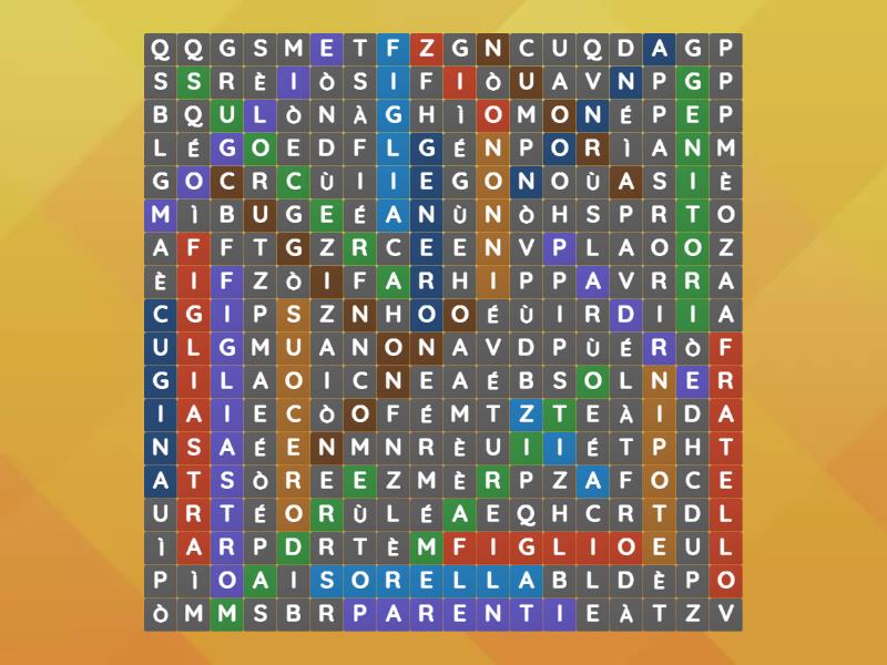 La famiglia - Wordsearch