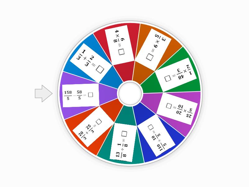 บิงโกเศษส่วน FRACTION BINGO 1 - Spin the wheel