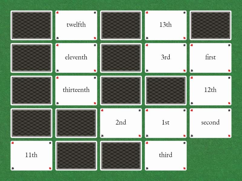 ordinal numbers - Matching pairs