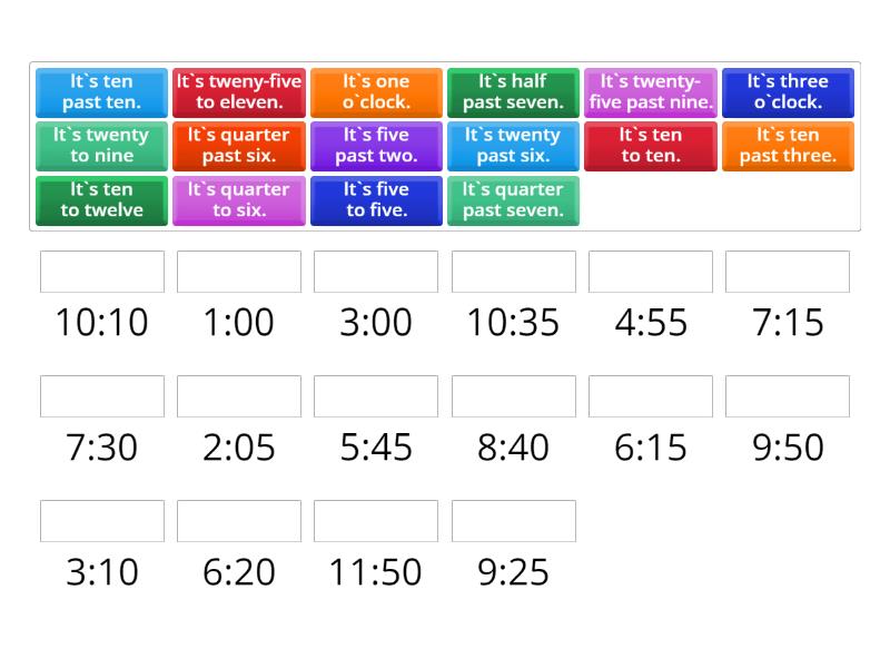 Telling the time - Match up
