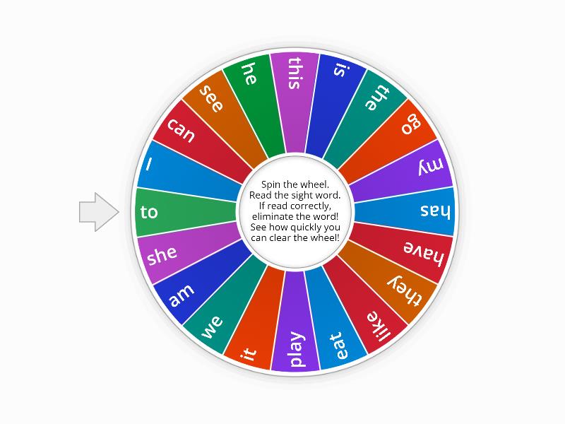 KG1L Sight Word - Spin the wheel