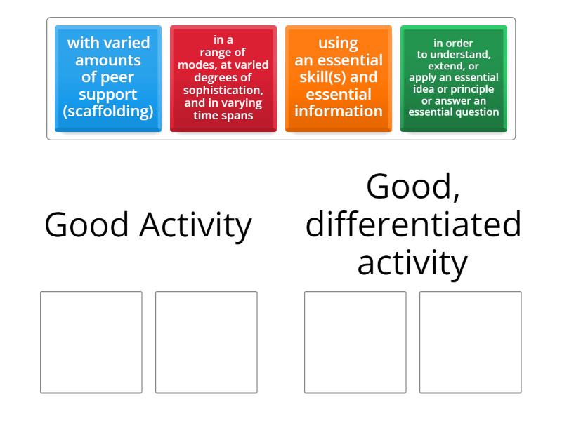 Differentiating Process- Activity - Group sort