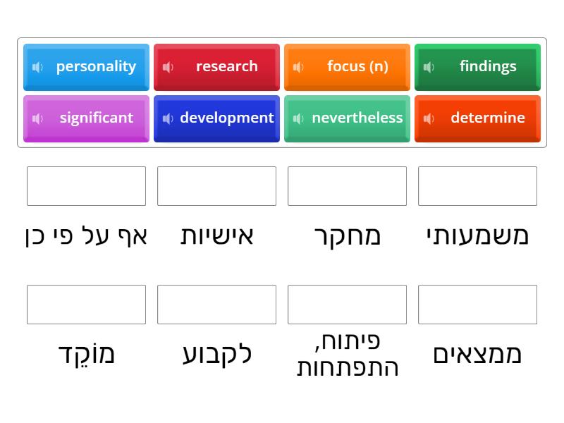 p.8, Hebrew, Revised Gateway to Module E - Match up