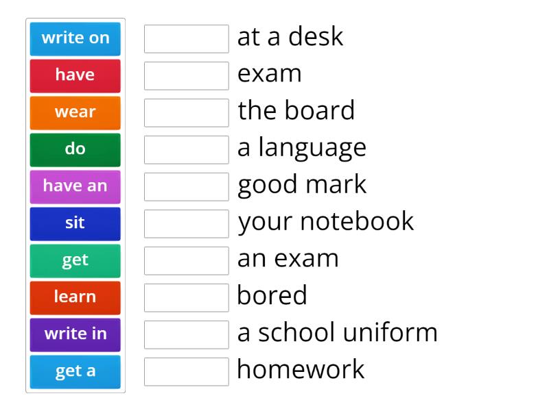 A2 collocations unit 3 - Match up