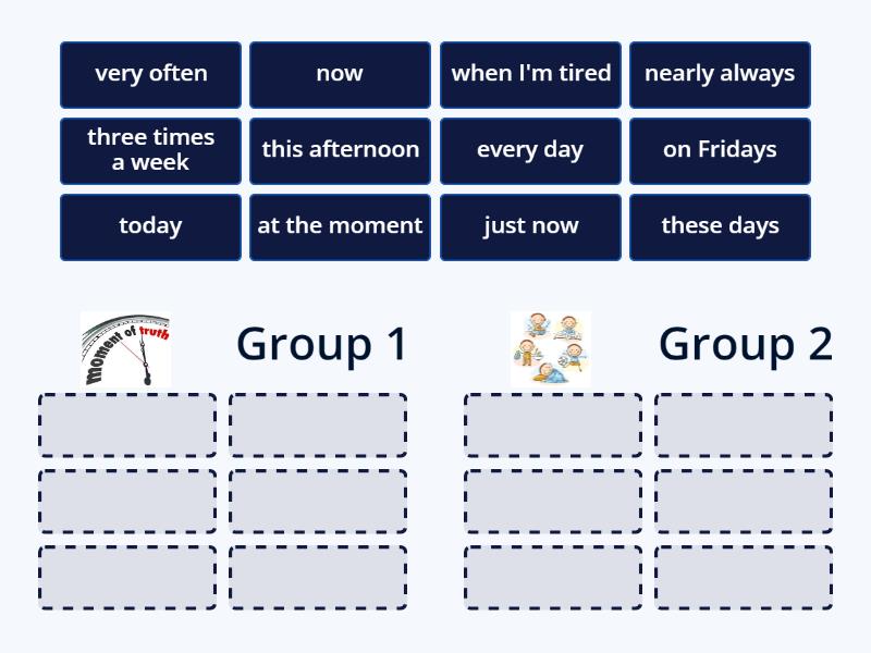 time markers - pre simple / cont.-s - Group sort