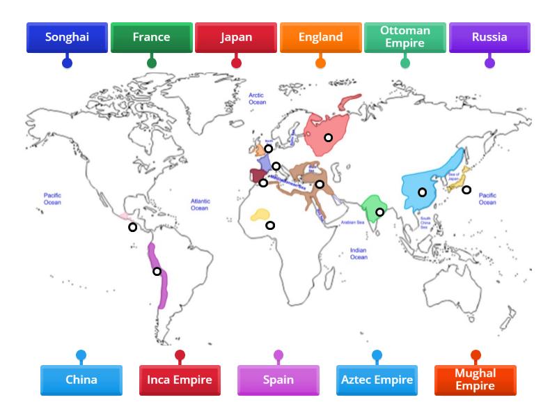 World at 1500 Empires Map - Labelled diagram