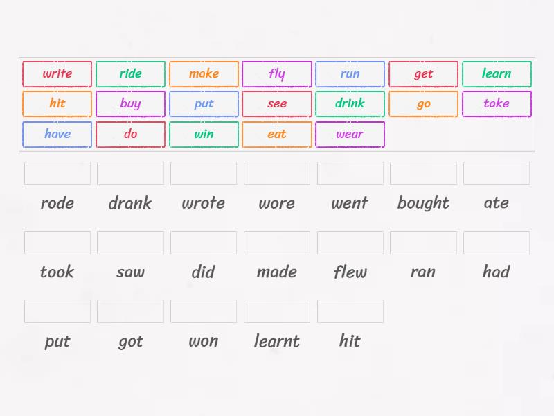 Past Simple (Irregular Verbs, 2nd form) - Match up