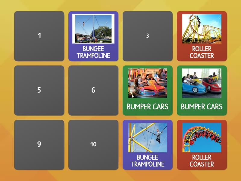 Funfair attractions - Vocabulary - Matching pairs