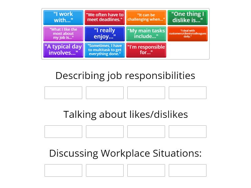 Useful phrases to talk about work - Group sort