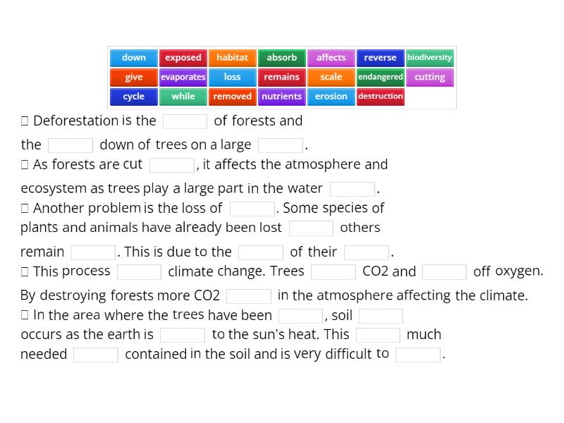 Deforestation - Complete the sentence