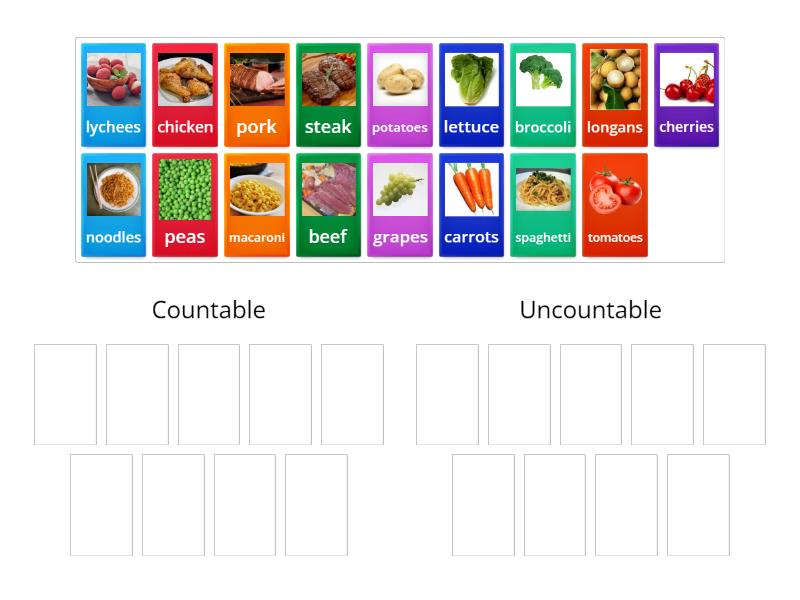 Book 4B Ch 3 Types of food (Countable and uncountable) - Group sort