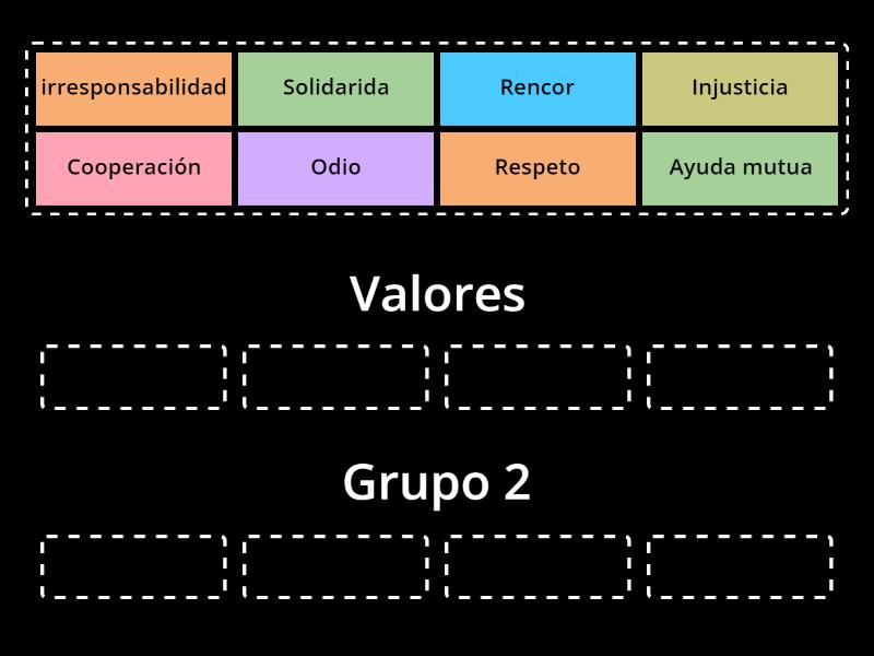 Valores humanos - Ordenar por grupo