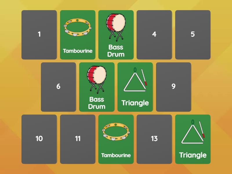 Percussion Instruments - Memory Game - Matching pairs