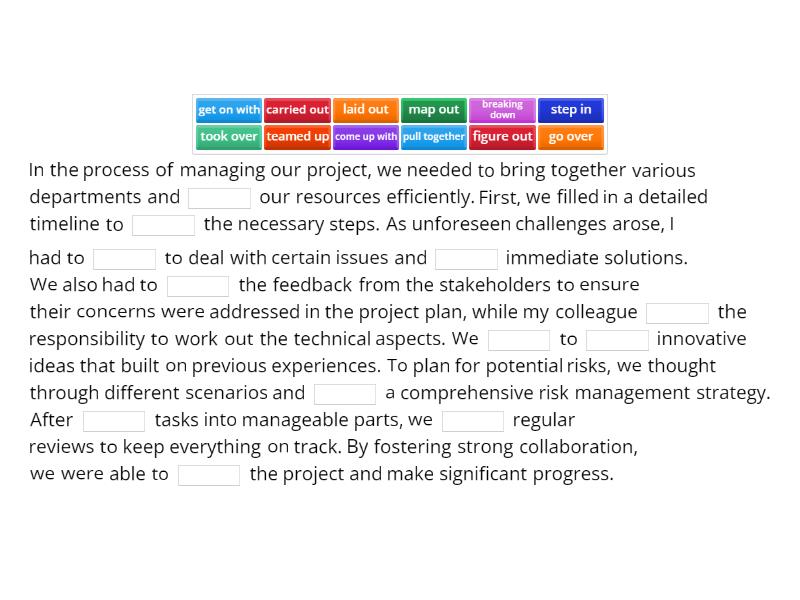 PROJECT MANAGEMENT - Complete the sentence