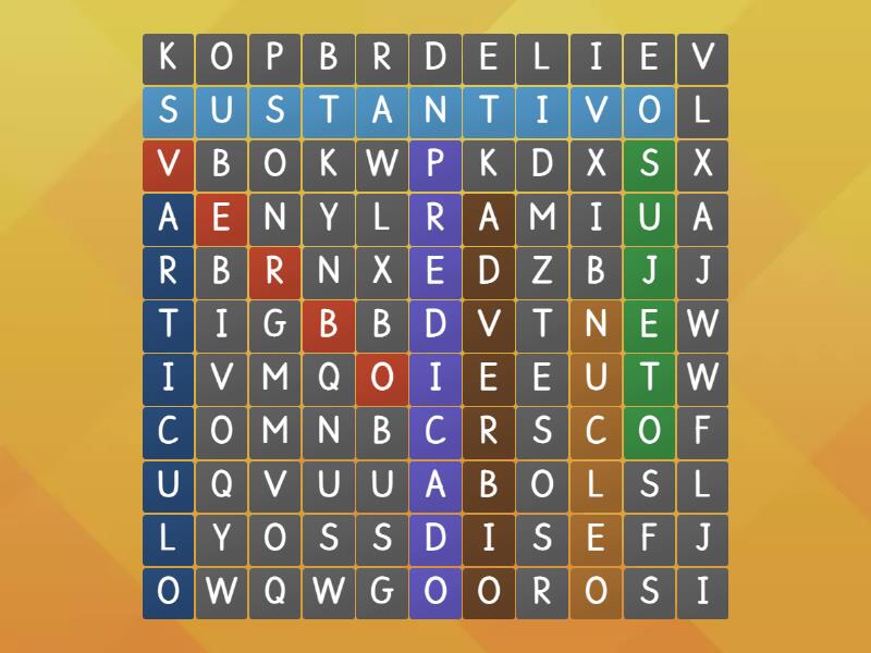 LA ORACION GRAMATICAL Y SUS PARTES - Sopa de letras