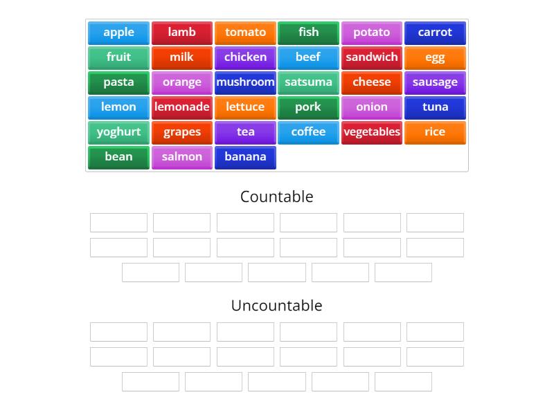 Project 2-U4-FOOD-Countable, uncountable - sort out - Group sort