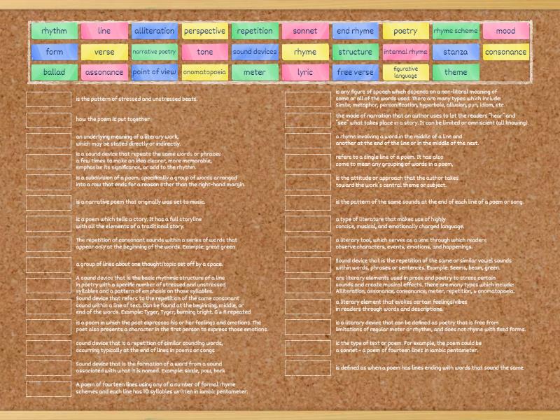 Unit 5 Poetry Vocab - Match up