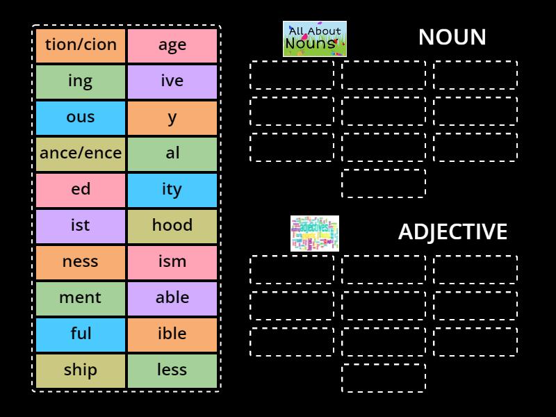 SUFFIXES & PART OF SPEECH -B2 - Group sort