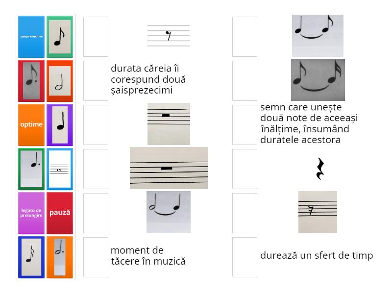 Valori de note și pauze - Match up