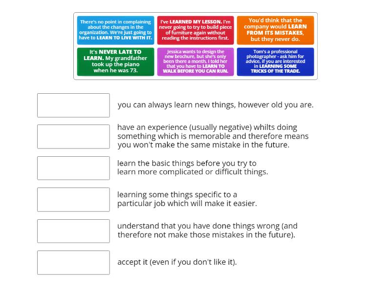 Learn, learn, learn - Match up