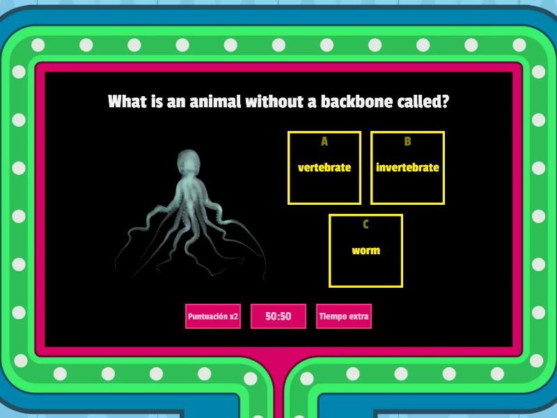 Science- vertebrates and invertebrates - Gameshow quiz