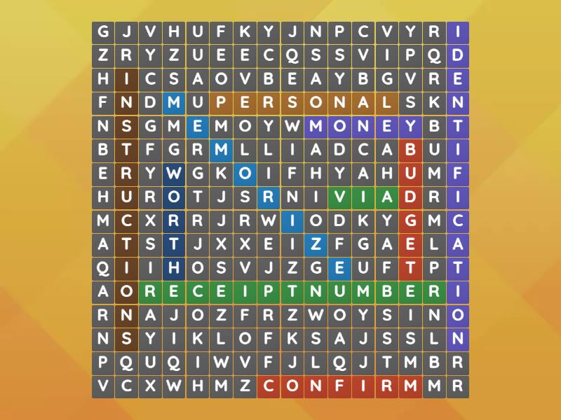 Personal Money Management - Wordsearch