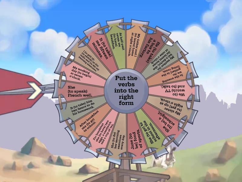 Present Simple Wheel - Spin the wheel