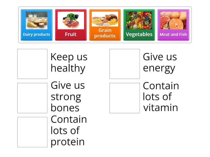 Food groups & their function - Match up