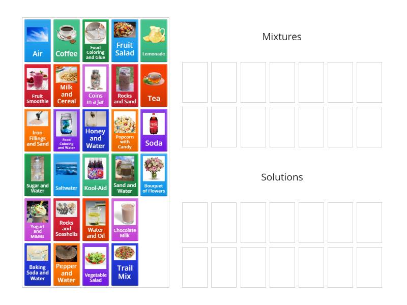 Mixtures and Solutions - Group sort
