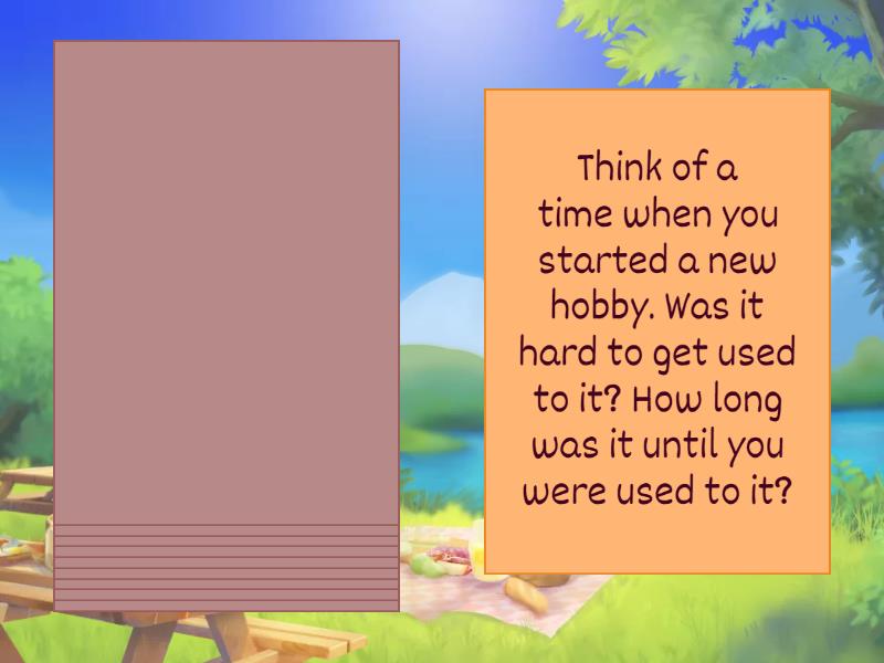 "used to," "be used to," and "get used to" questions - Speaking cards