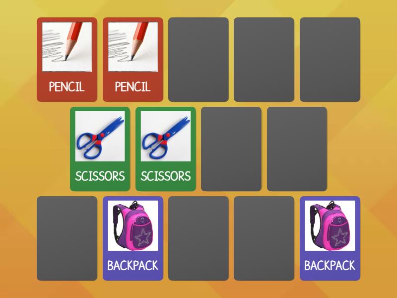 School Supplies - Matching pairs