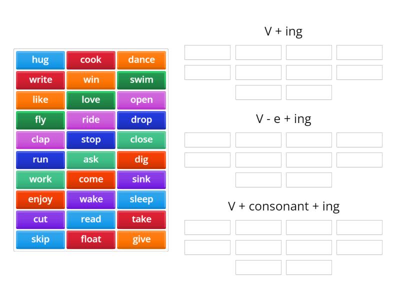 Present Continuous Ving match - Group sort