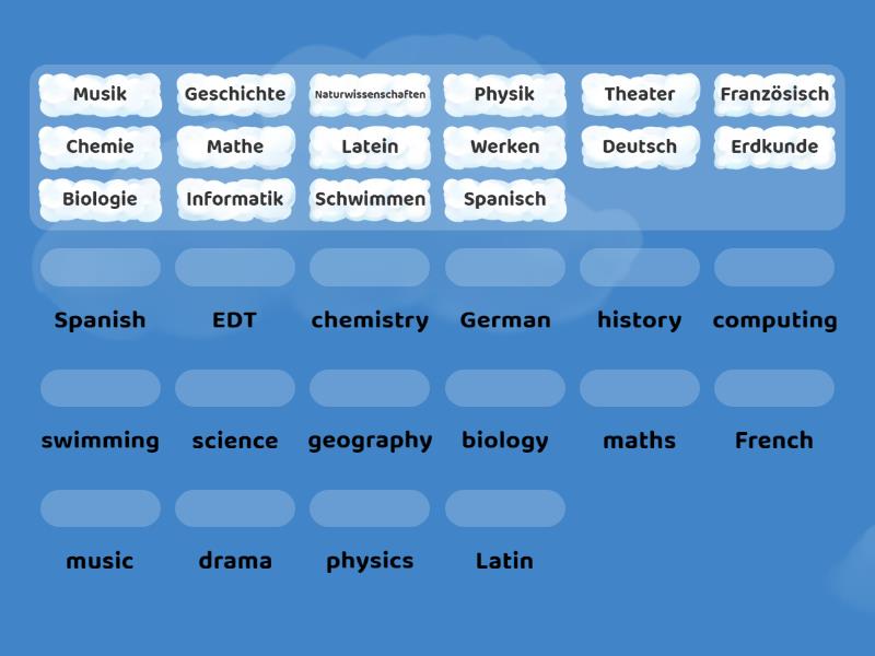 Schulfächer - Match up