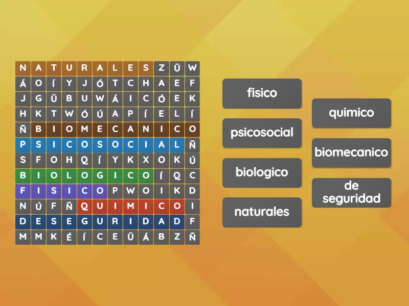 CLASIFICACIÒN DE PELIGROS - Sopa de letras