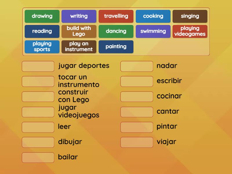 Los pasatiempos - Hobbies in Spanish - Une las parejas